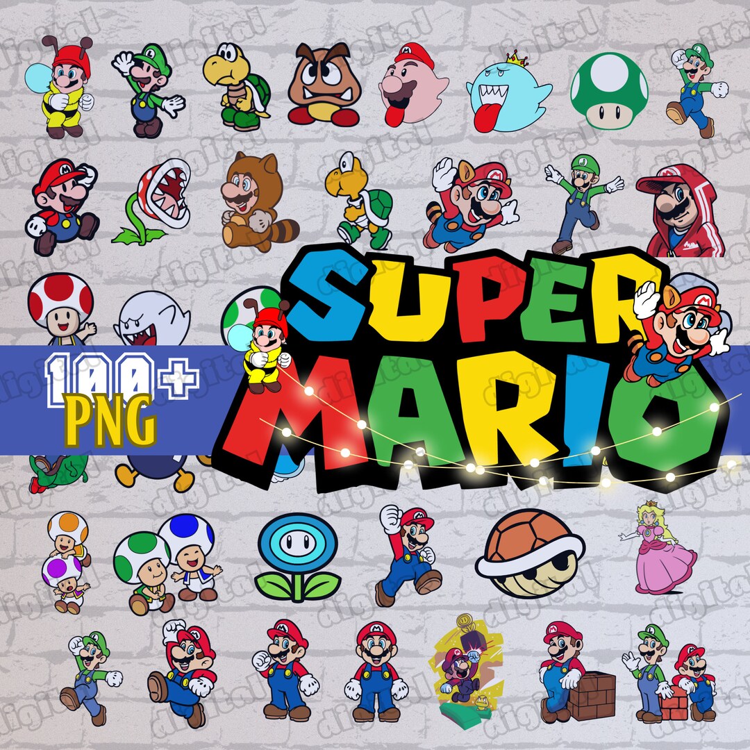 Super Mario Bundle Super Mario PNG and Font, Super Mario, Super Mario ...
