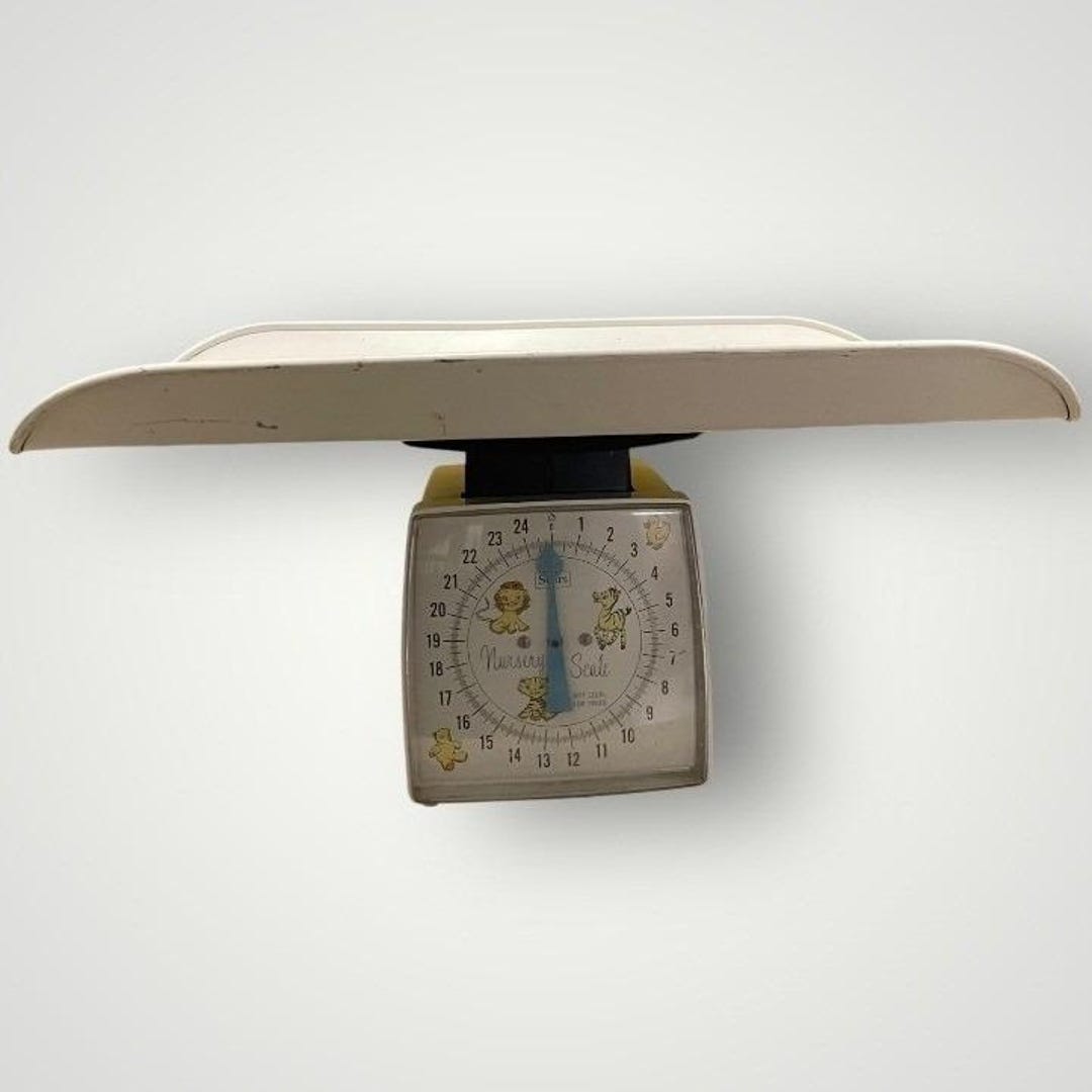 Vintage Hanson Sears Nursery Scale MCM 60s 70s Retro White Metal Baby ...