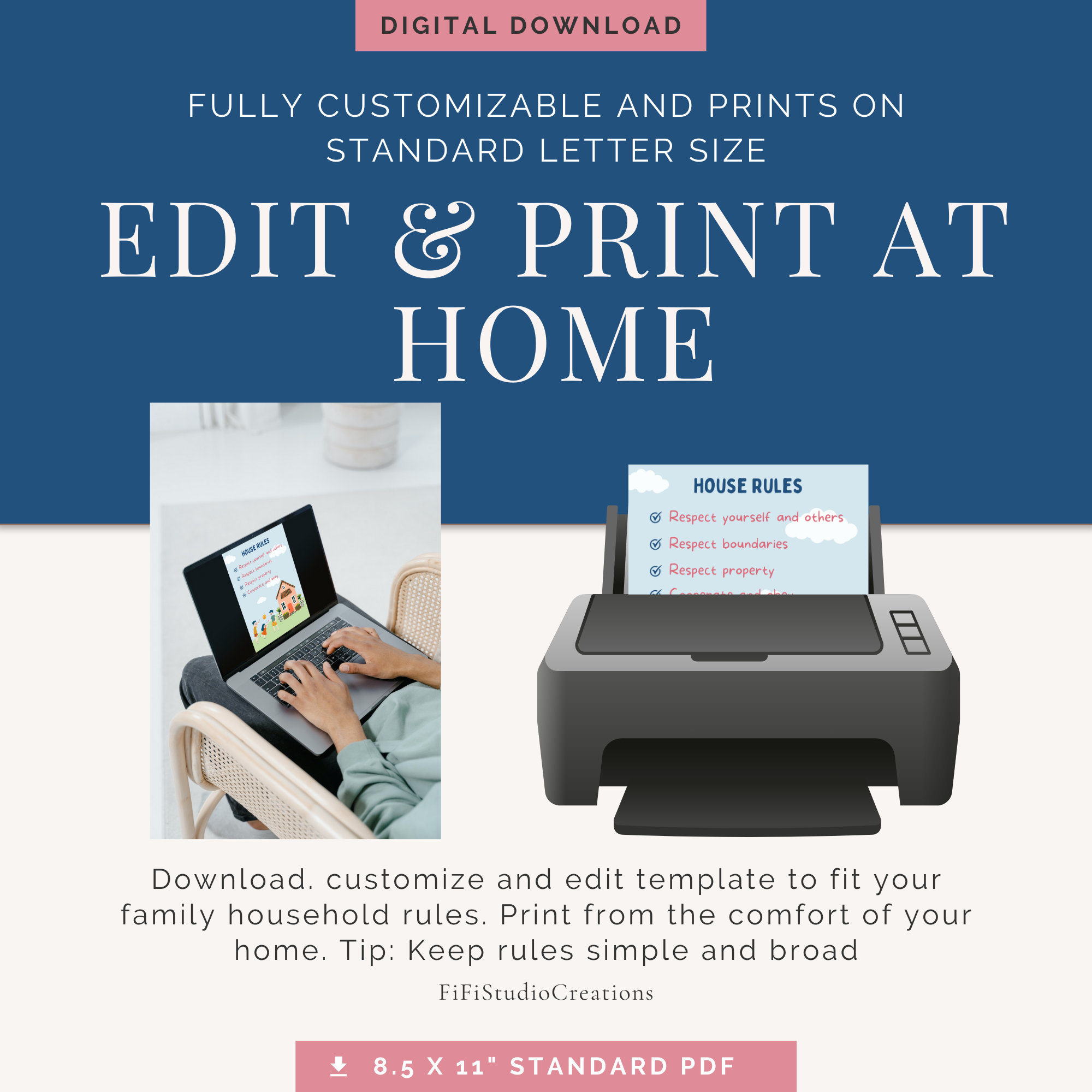 Customizable House Rules Template | Kid Friendly Visuals, Establish ...