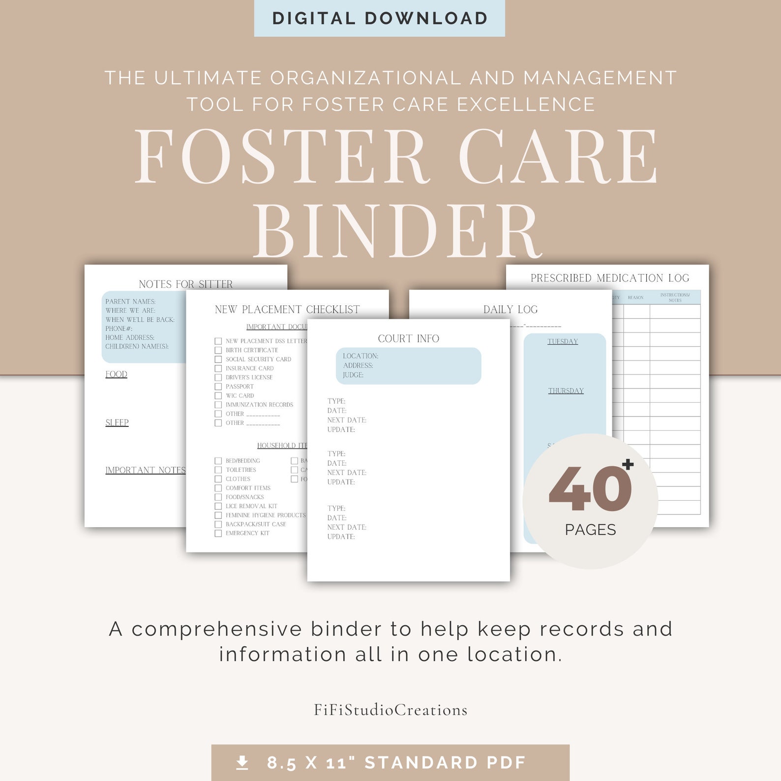 Printable Foster Care Organization Binder for Resource Parents | New ...