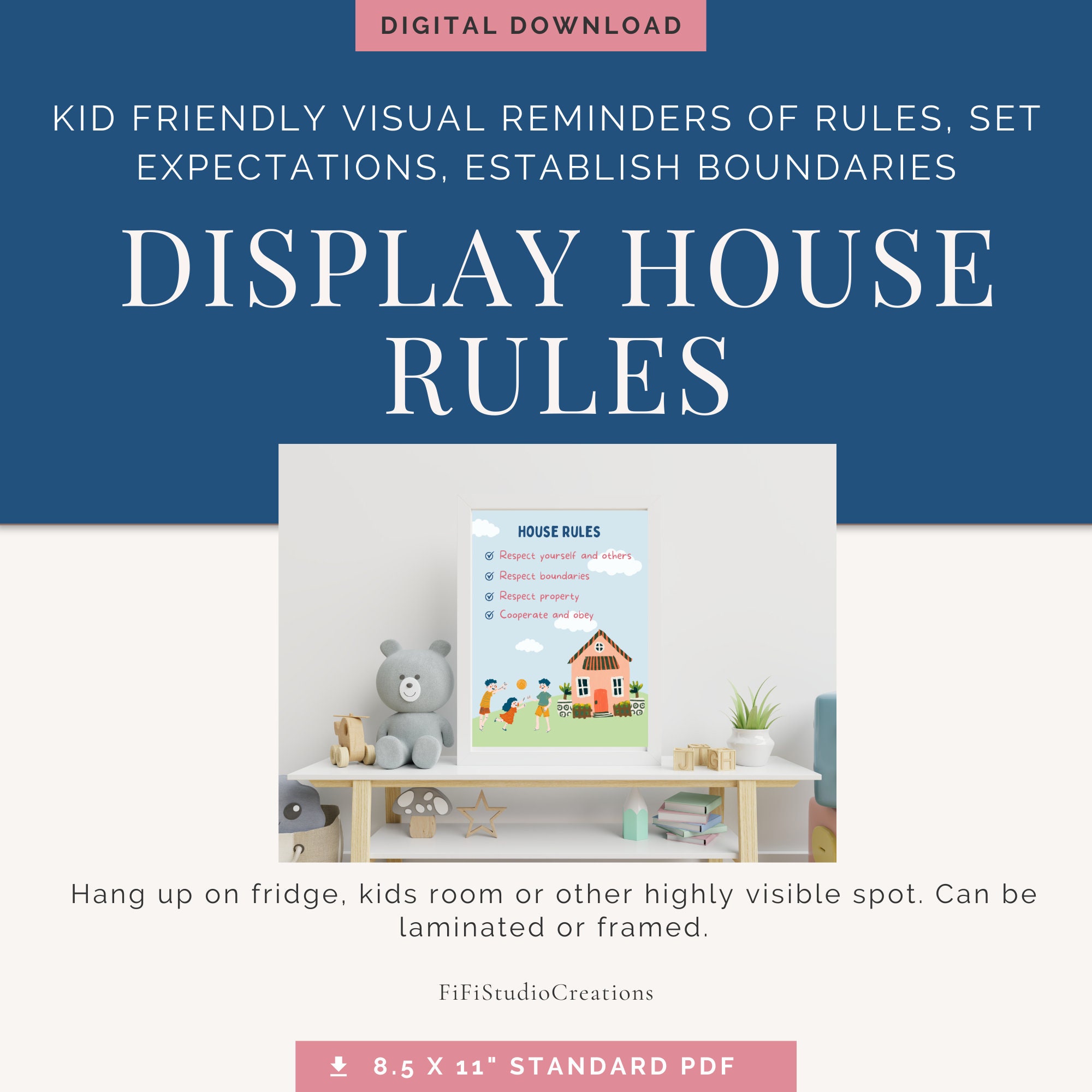 Customizable House Rules Template | Kid Friendly Visuals, Establish ...