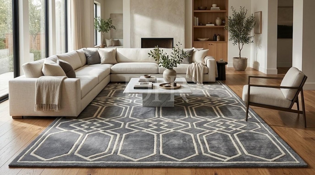 Slate Grey Area Rug - Any Custom Size Made to Order - Hand-tufted Wool ...