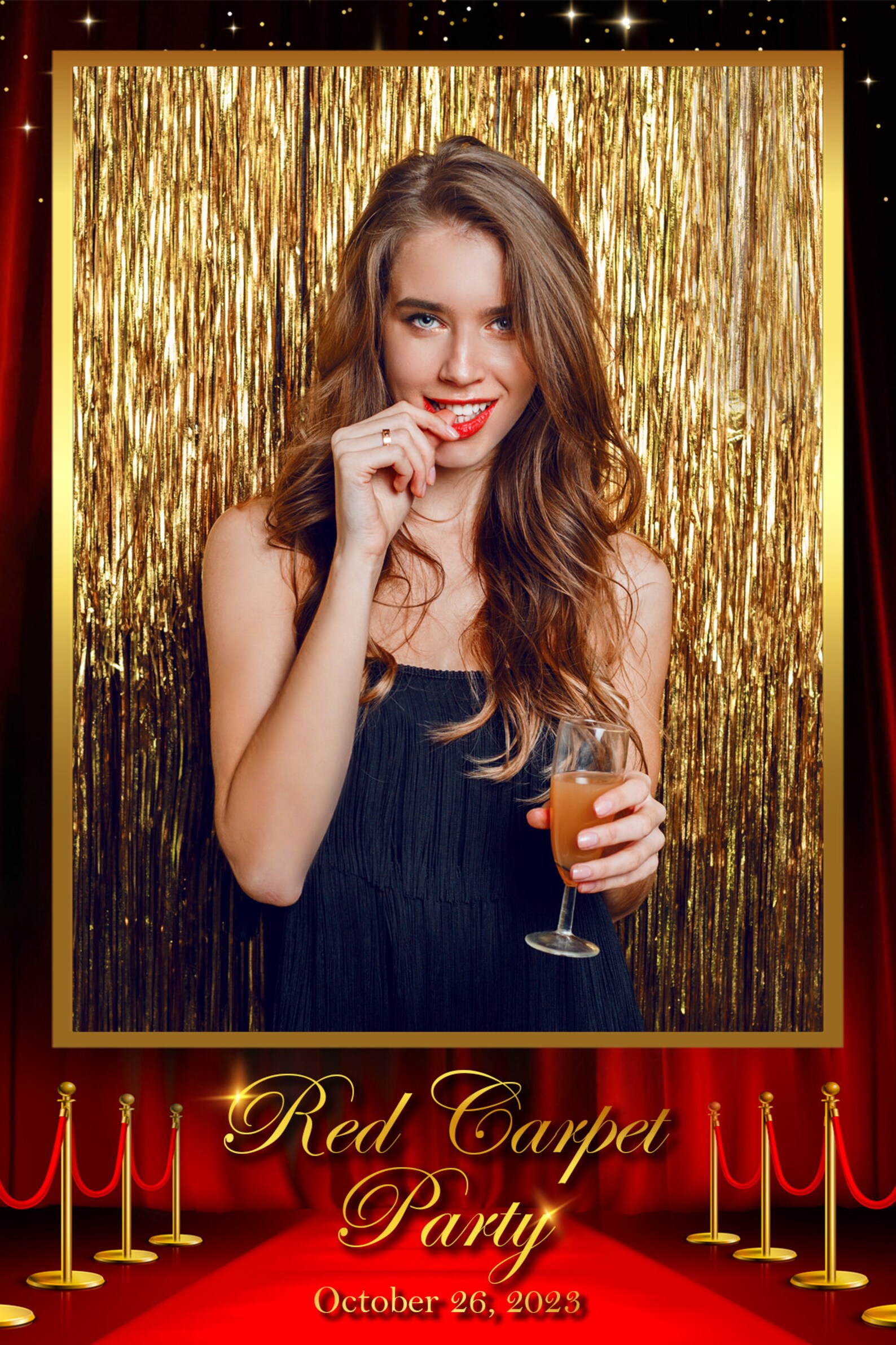Red Carpet Photobooth Template Black With Gold and Red 4x6 Overlay ...