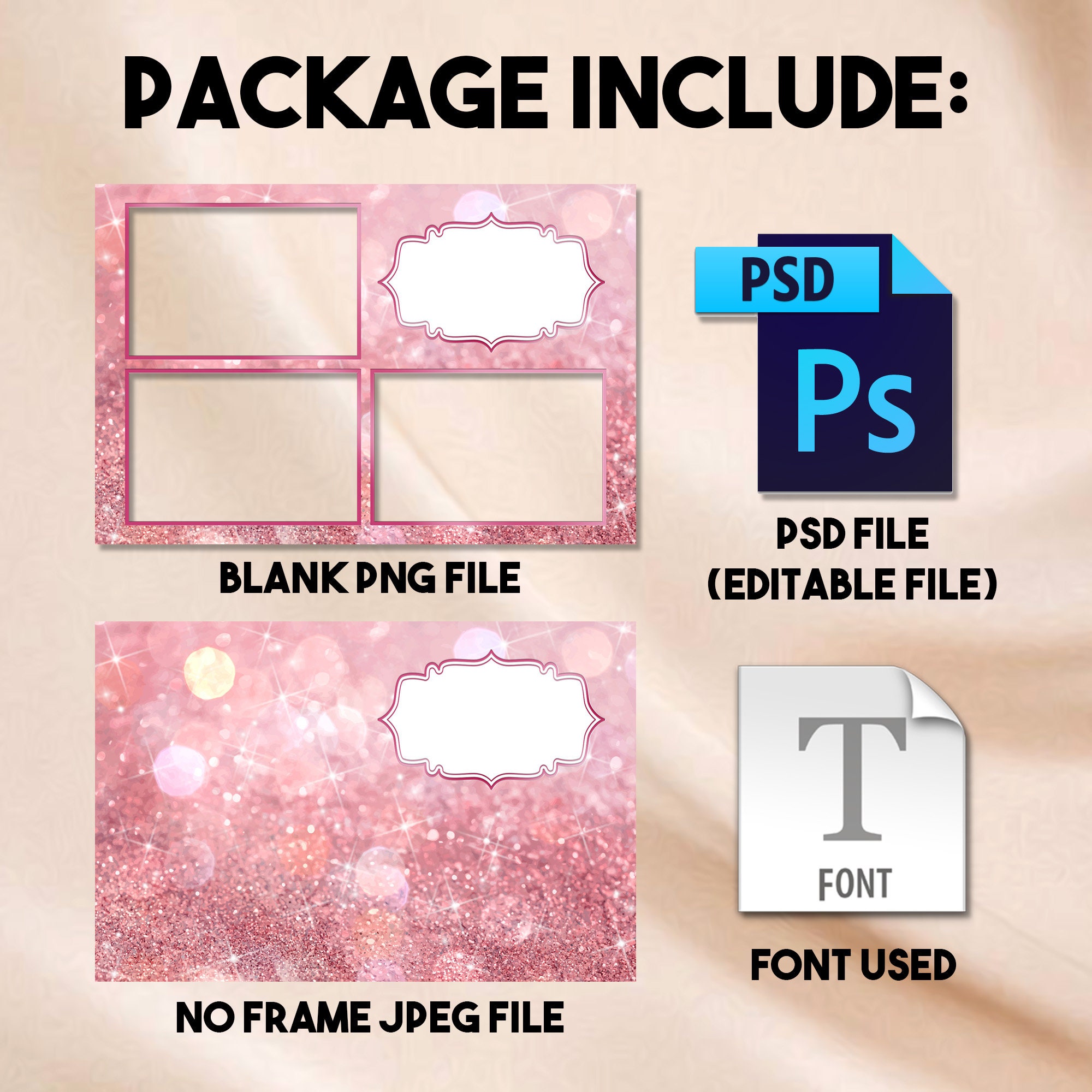 Rose Gold Photobooth Template Pink Quinceañera Photo Booth Template 4x6 ...