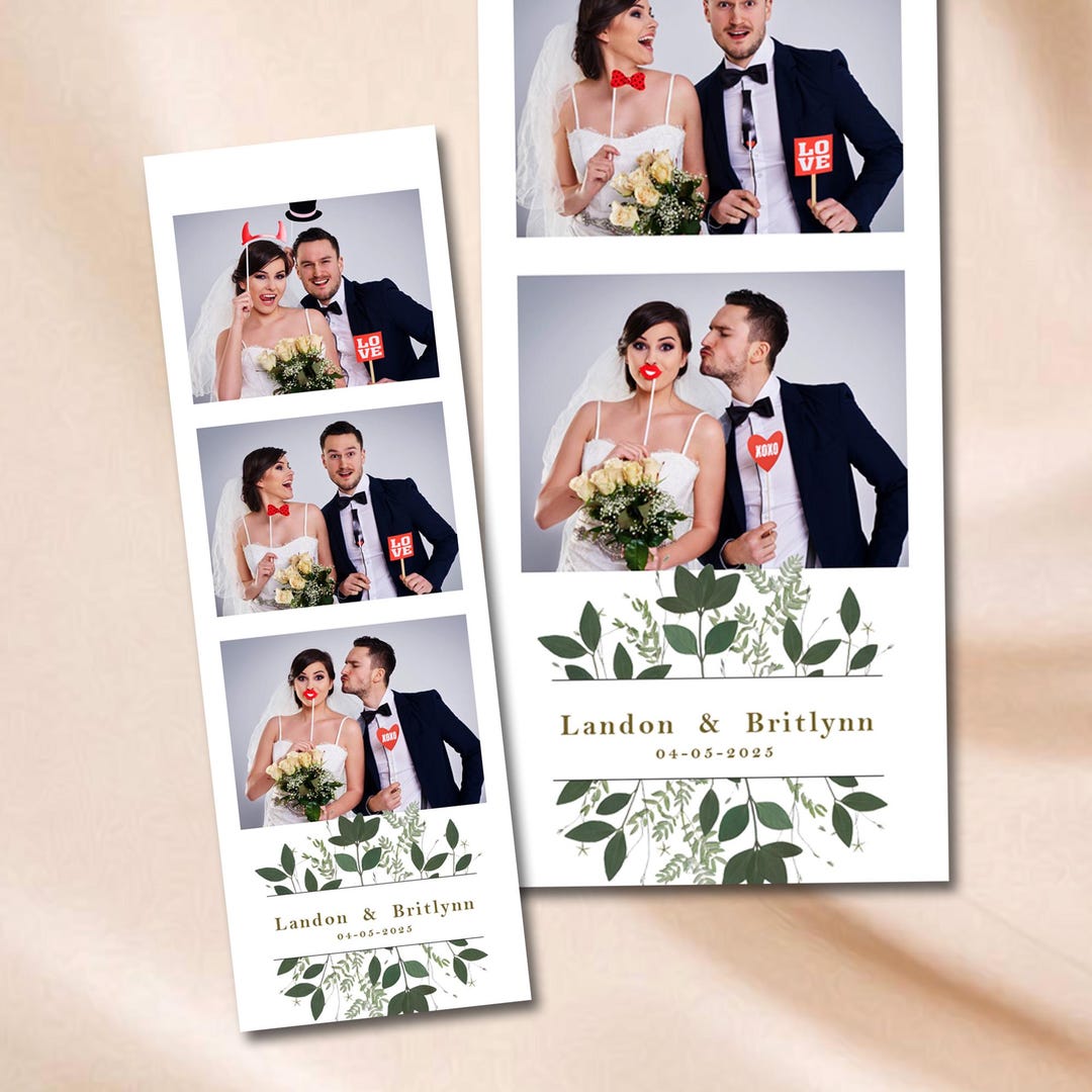Greenery Wedding Photobooth Template Aesthetic Photo Booth Template 2x6 ...