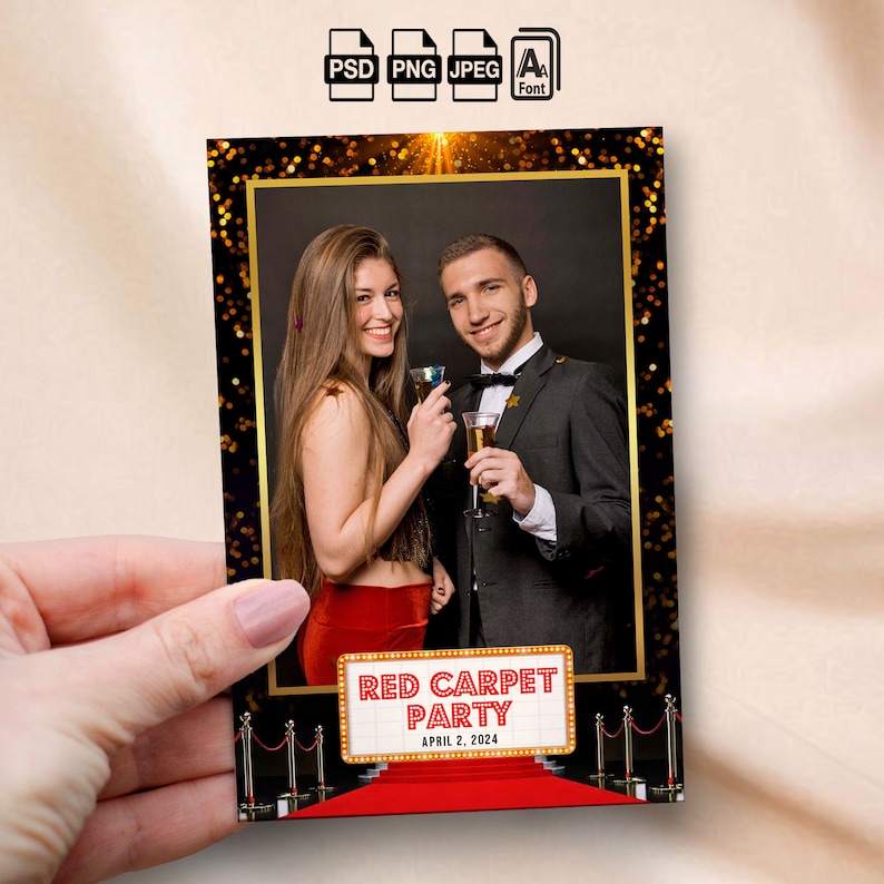 Red Carpet Photobooth Template Hollywood Party Photo Booth Overlay 4x6 ...