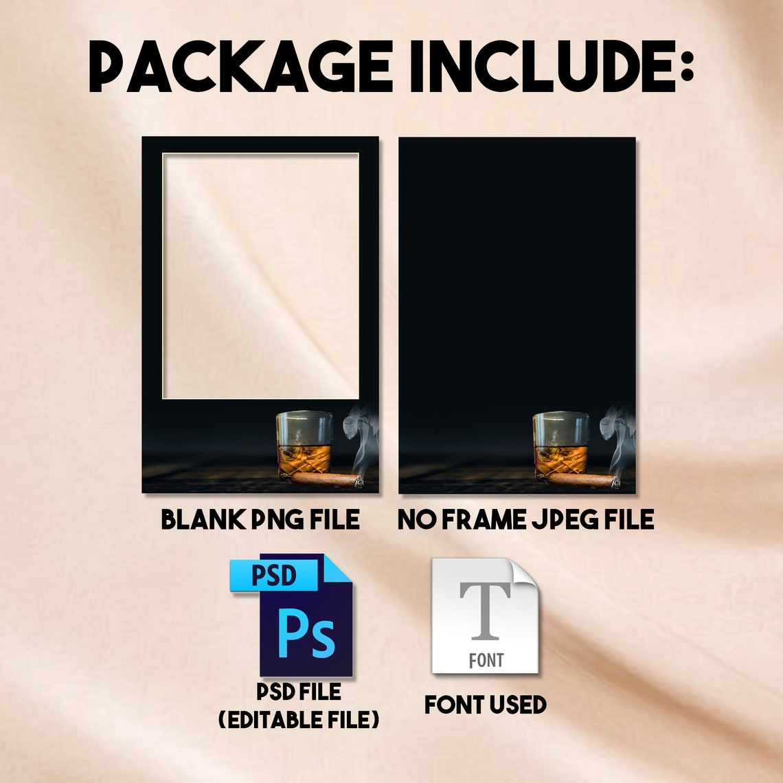Whiskey Birthday Photobooth Template Photo Booth Overlay Black Gold 4x6 ...