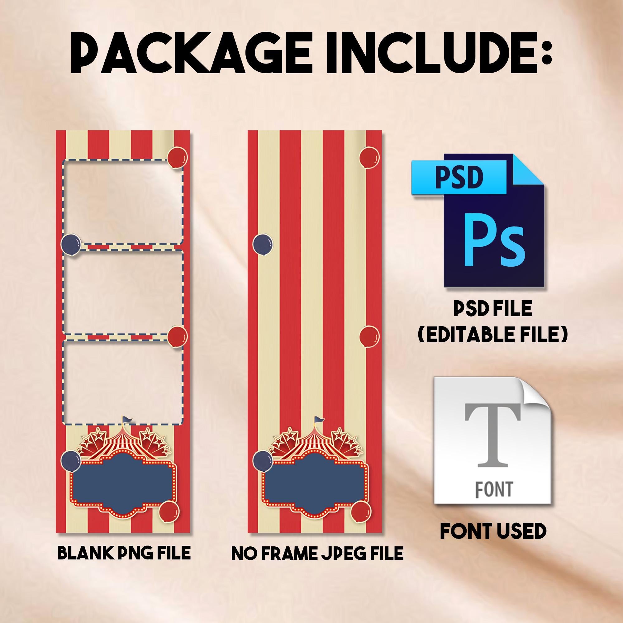 Carnival Photobooth Template, Circus Birthday Photo Booth Template, Red ...