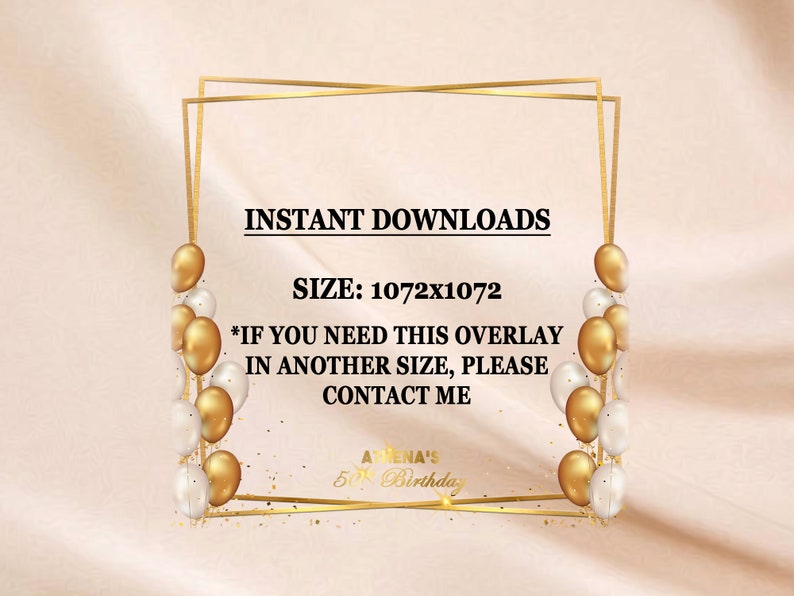 Birthday Party 360 Booth Template 50th Birthday 360booth Overlay 360 Photo Booth Overlay Gold ...