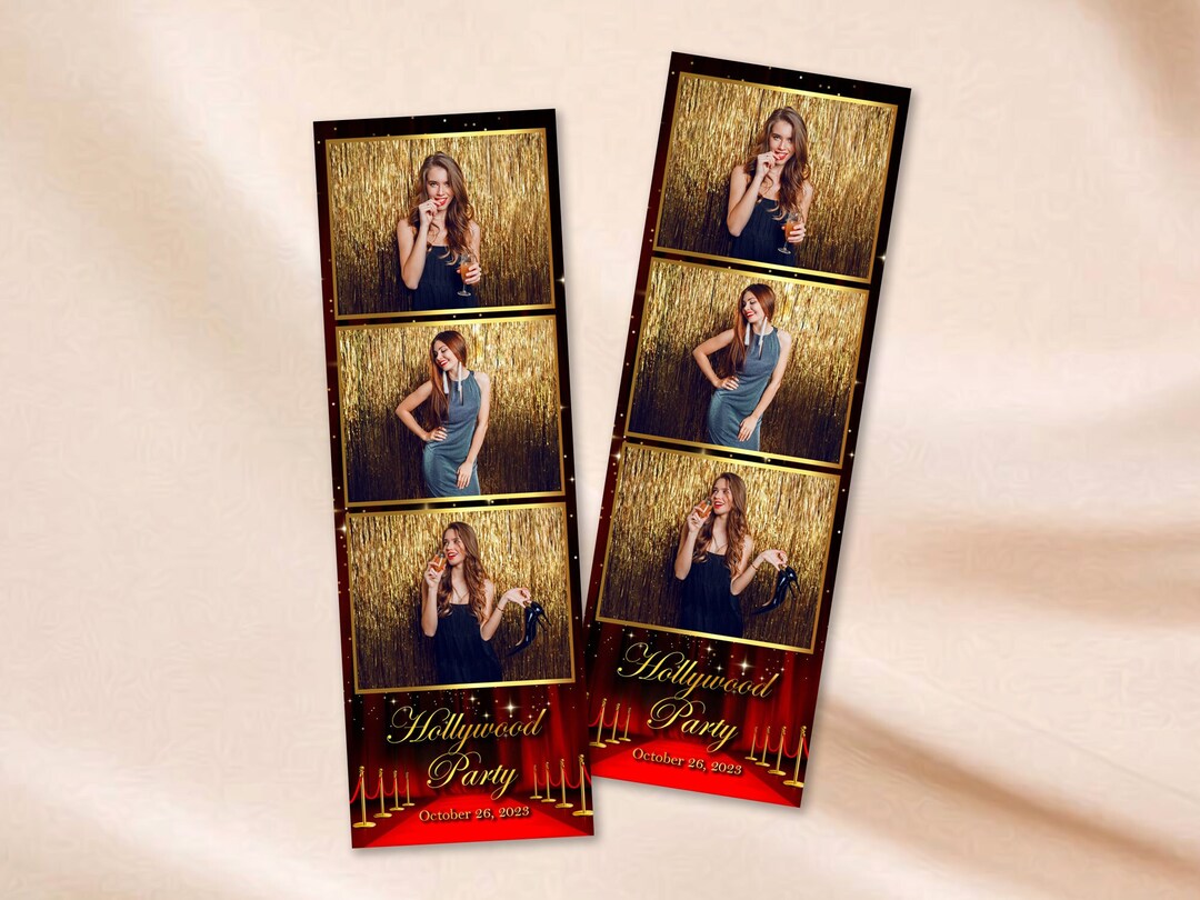 Elegant Red Carpet Photobooth Template Black With Gold and Red 2x6 ...