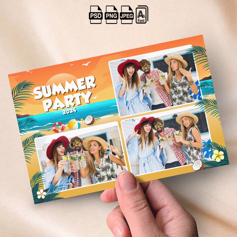 Summer Party Photobooth Template Tropical Party Photo Booth Template ...
