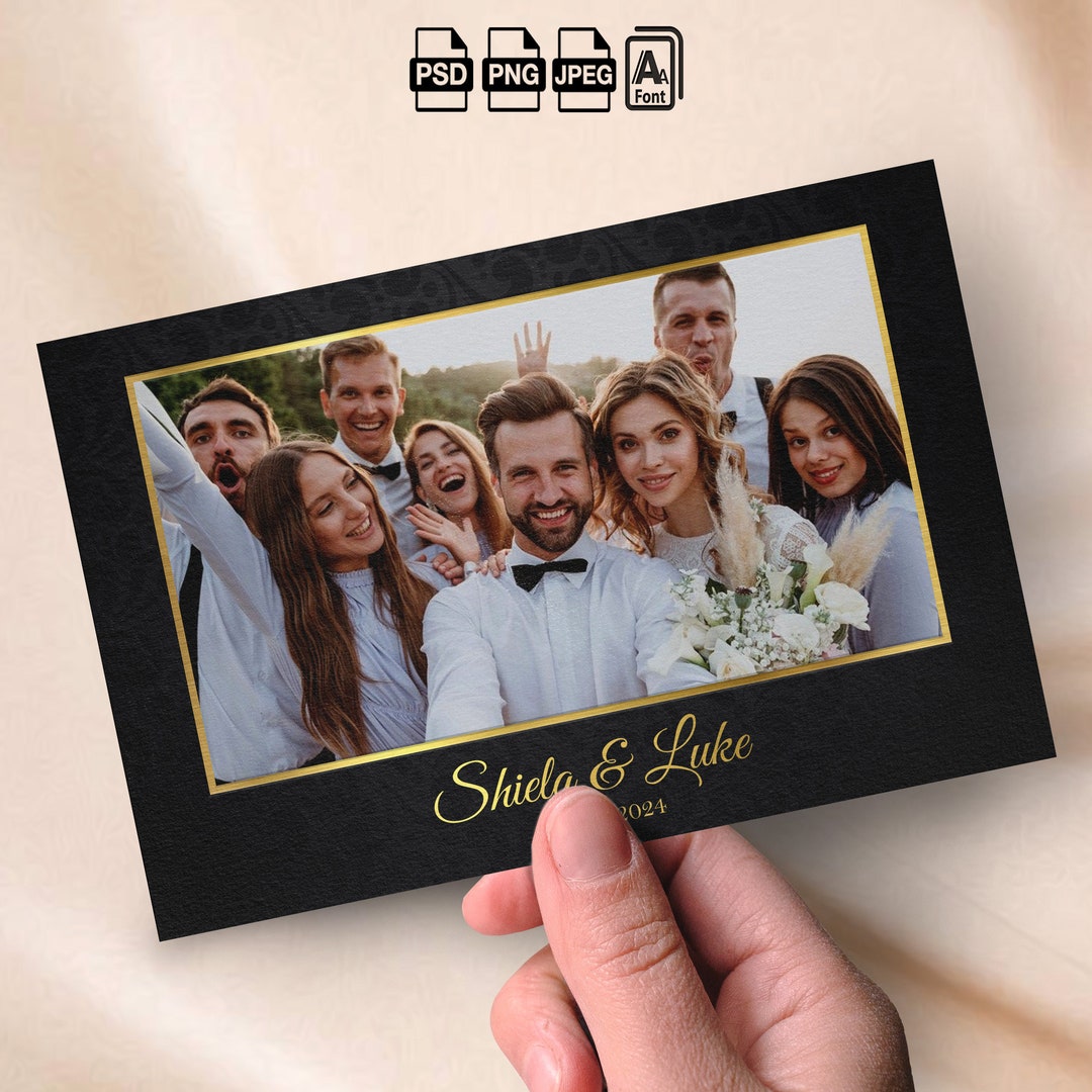 Minimalist Wedding Photo Booth Template Black and Gold Photobooth ...