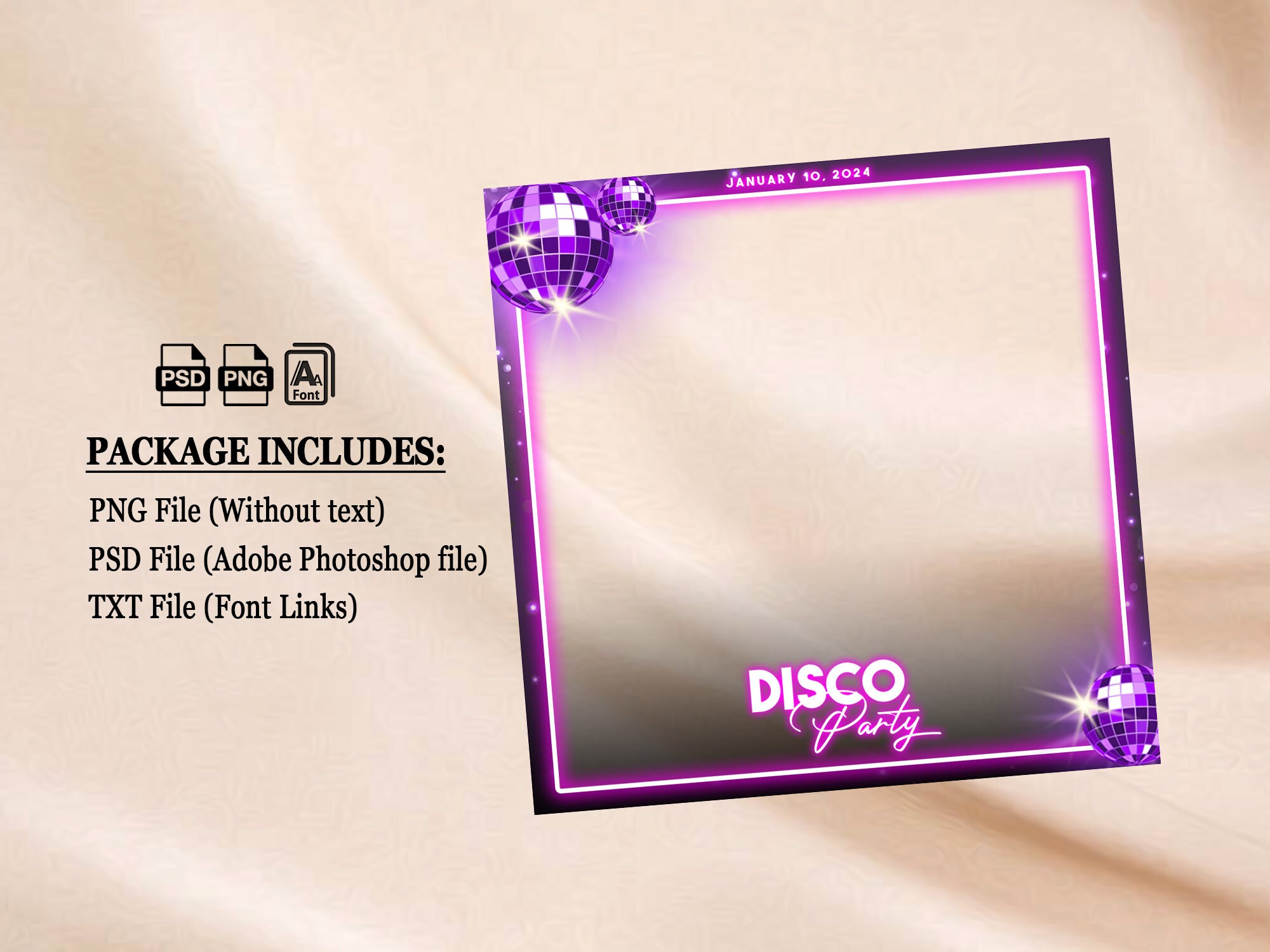 Neon 360 Photo Booth Overlay Disco Party 360booth Overlay Back to the ...