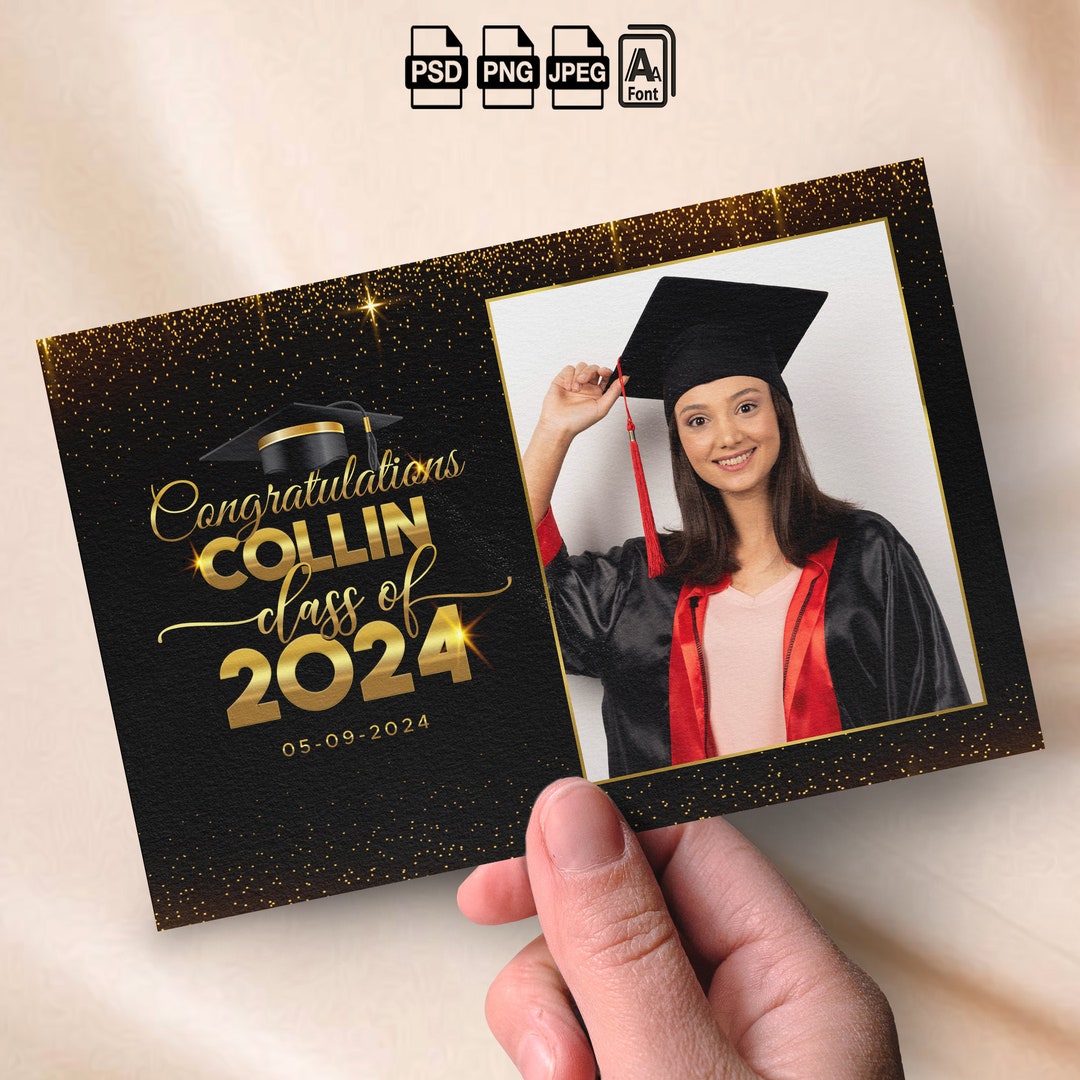 Black & Gold Graduation Photobooth Template Stylish Elegant 4x6 ...
