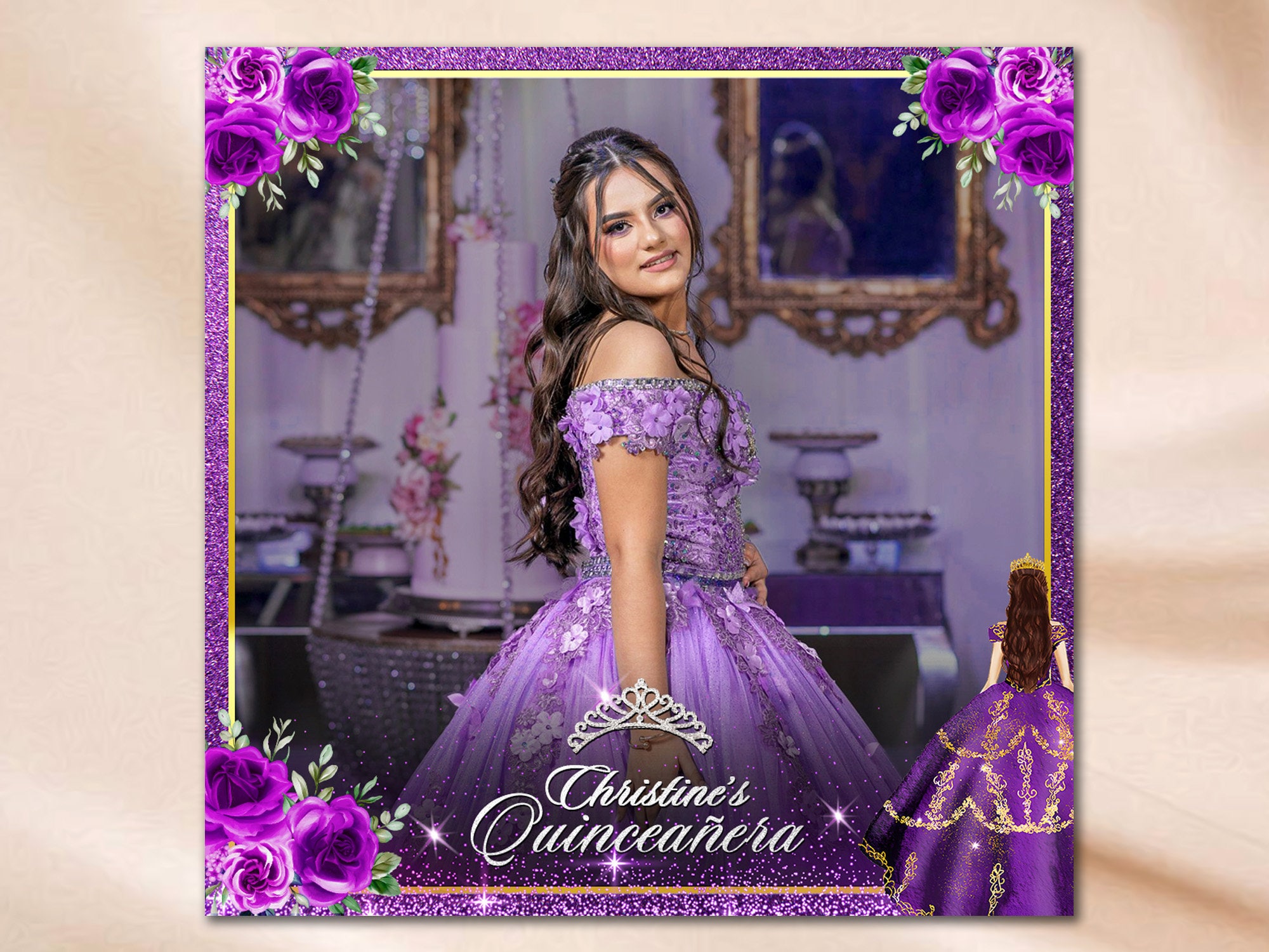 Quinceanera 360 Photo Booth Overlay Sweet 16 360 Photobooth Template ...