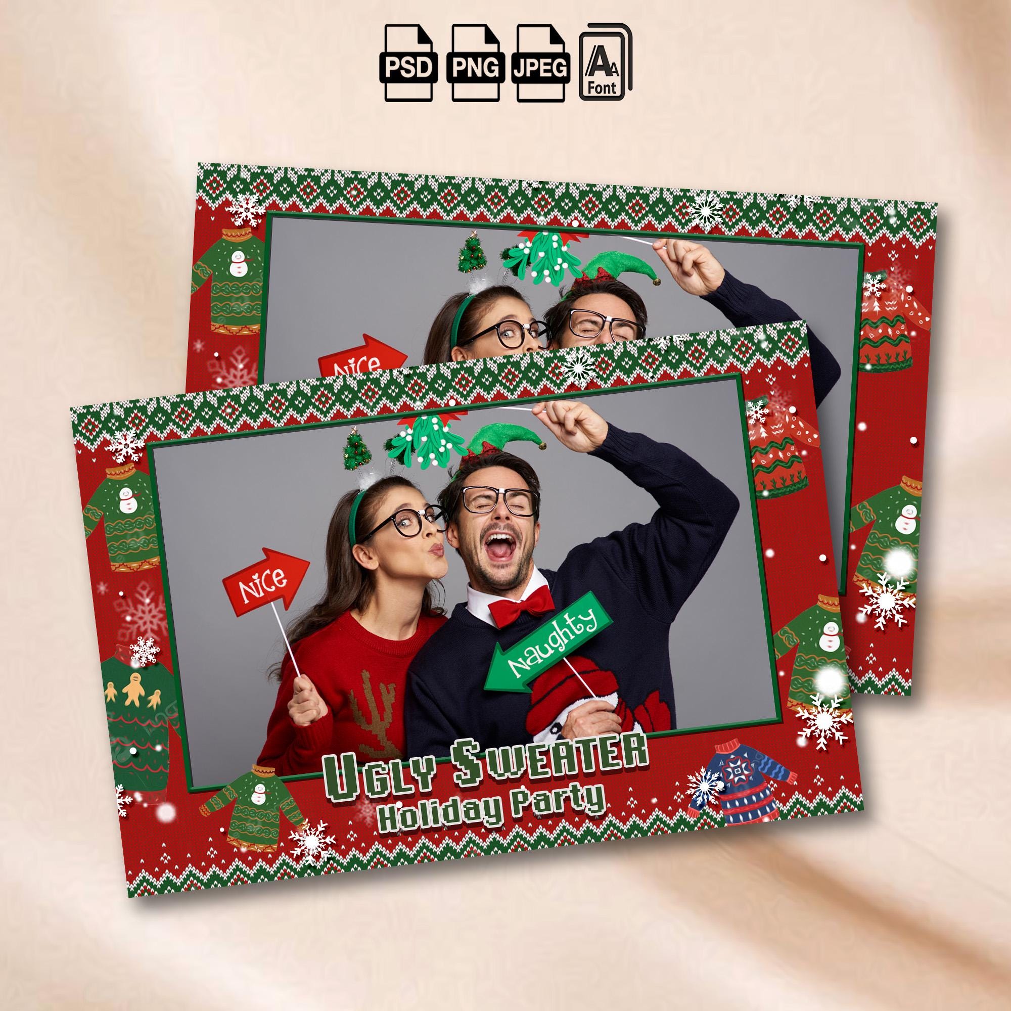 Ugly Sweater Photobooth Template Christmas Party Photo Booth Template ...