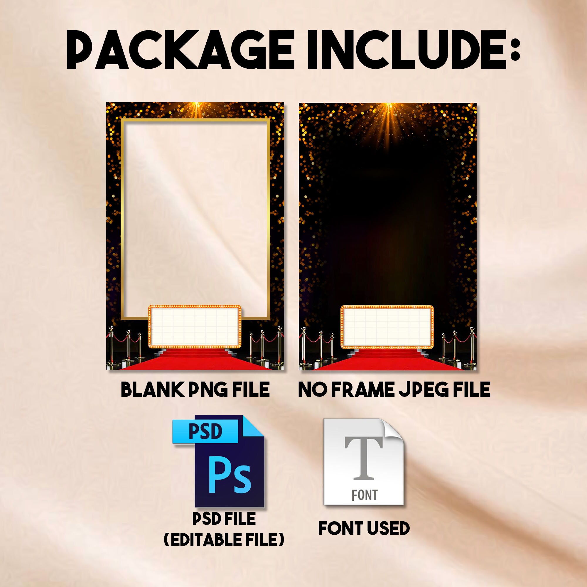 Red Carpet Photobooth Template Hollywood Party Photo Booth Overlay 4x6 ...