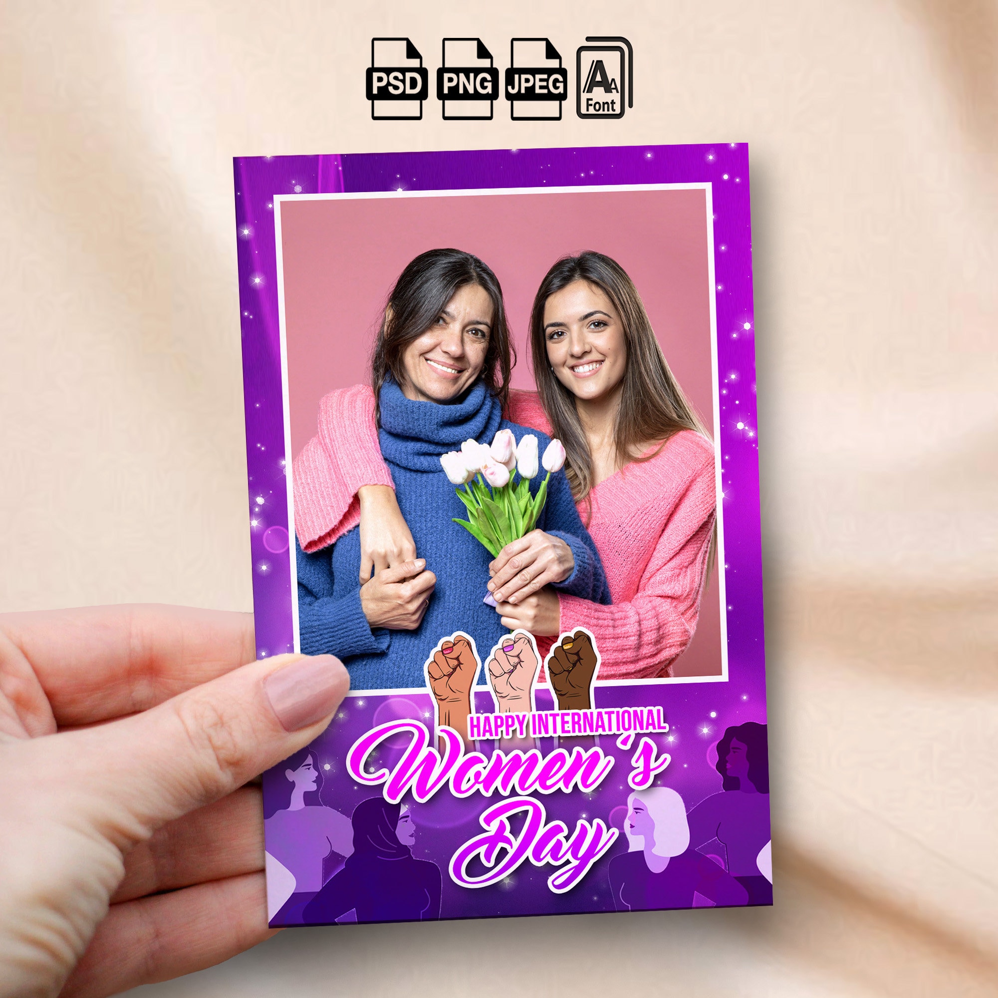 Women's Day Photobooth Template International Womens Day Purple Photo ...