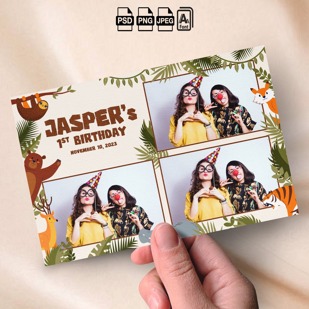 Safari Photobooth Template 1st Birthday Photo Booth Template 4x6 Strip ...