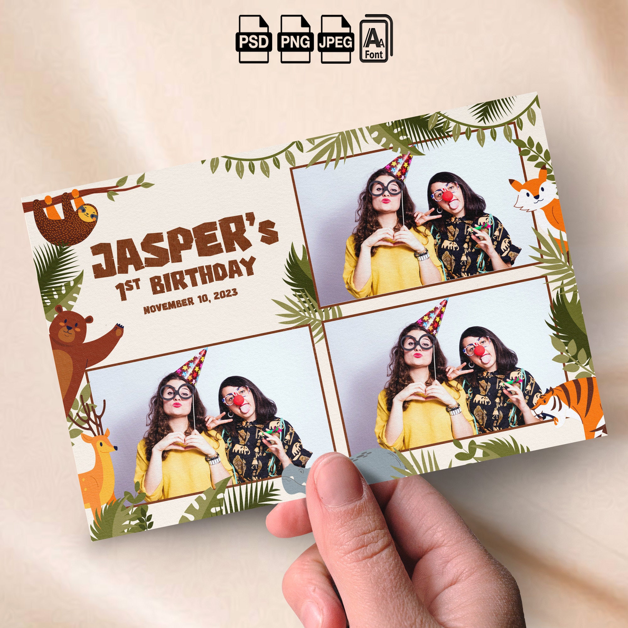 Safari Photobooth Template 1st Birthday Photo Booth Template 4x6 Strip ...
