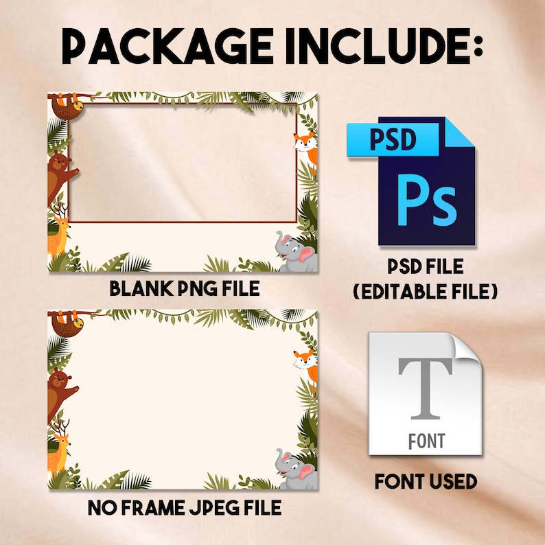 Jungle Photobooth Template 1st Birthday Photo Booth Template 4x6 Strip ...