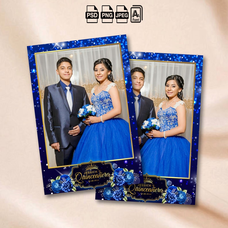 Royal Blue Photobooth Template Elegant Quinceanera Photo Booth Template ...