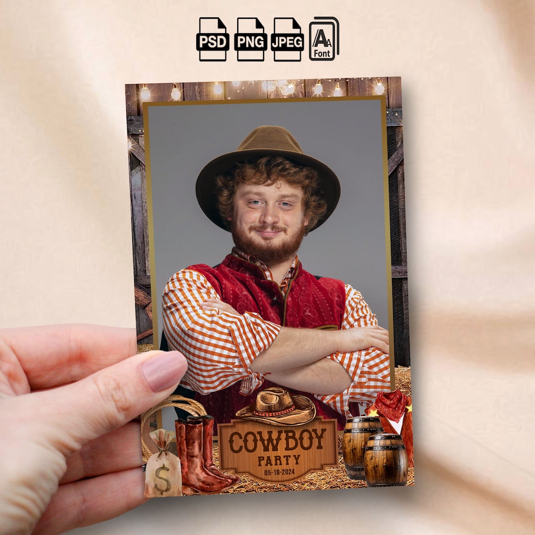Cowboy Party Photobooth Template Wild West Cowgirl Photo Booth Template ...