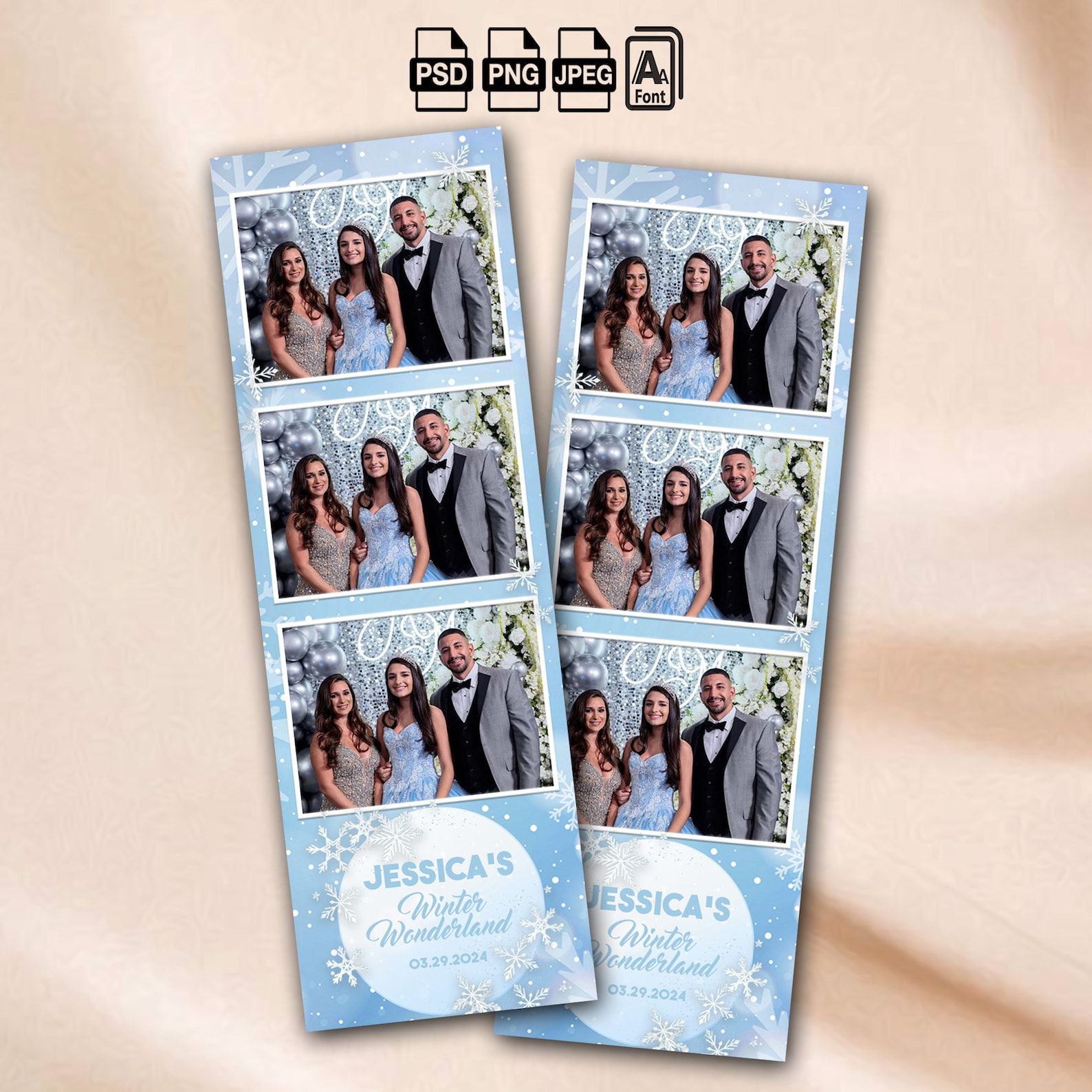 Light Blue Photobooth Template Blue Quinceanera Photo Booth Template ...