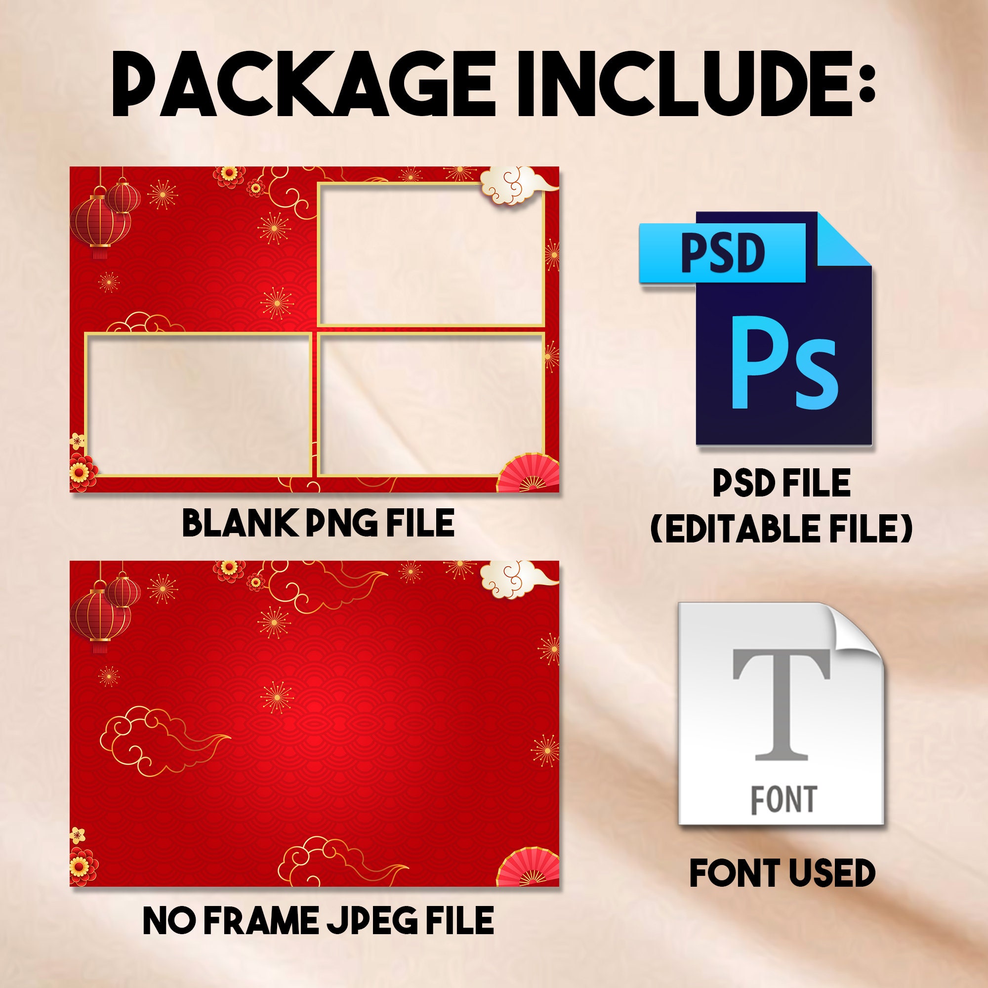 Chinese New Year Photo Booth Template, Lunar New Year PNG, Easy 100% ...