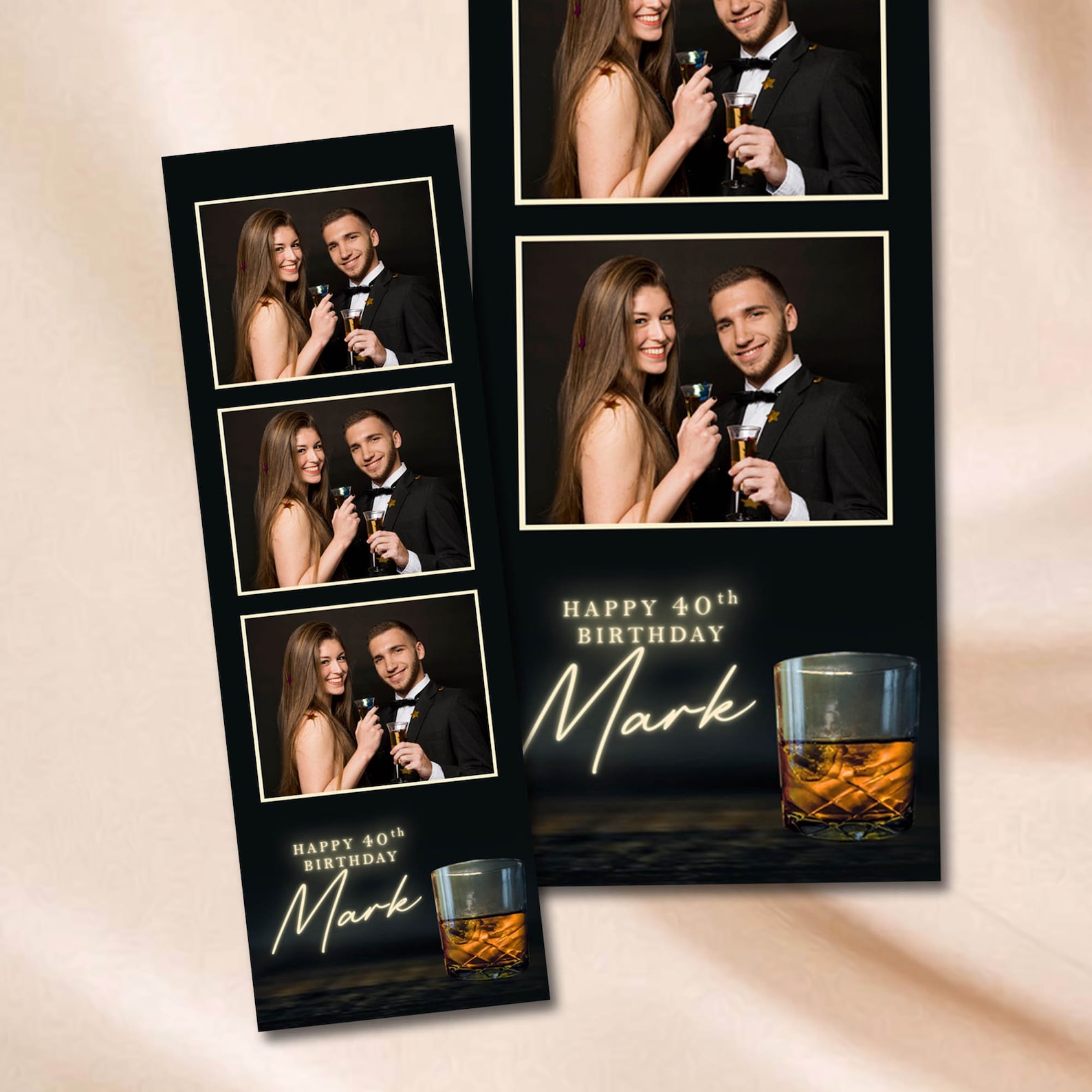 Whiskey Birthday Photobooth Template Photo Booth Overlay Black and Gold ...
