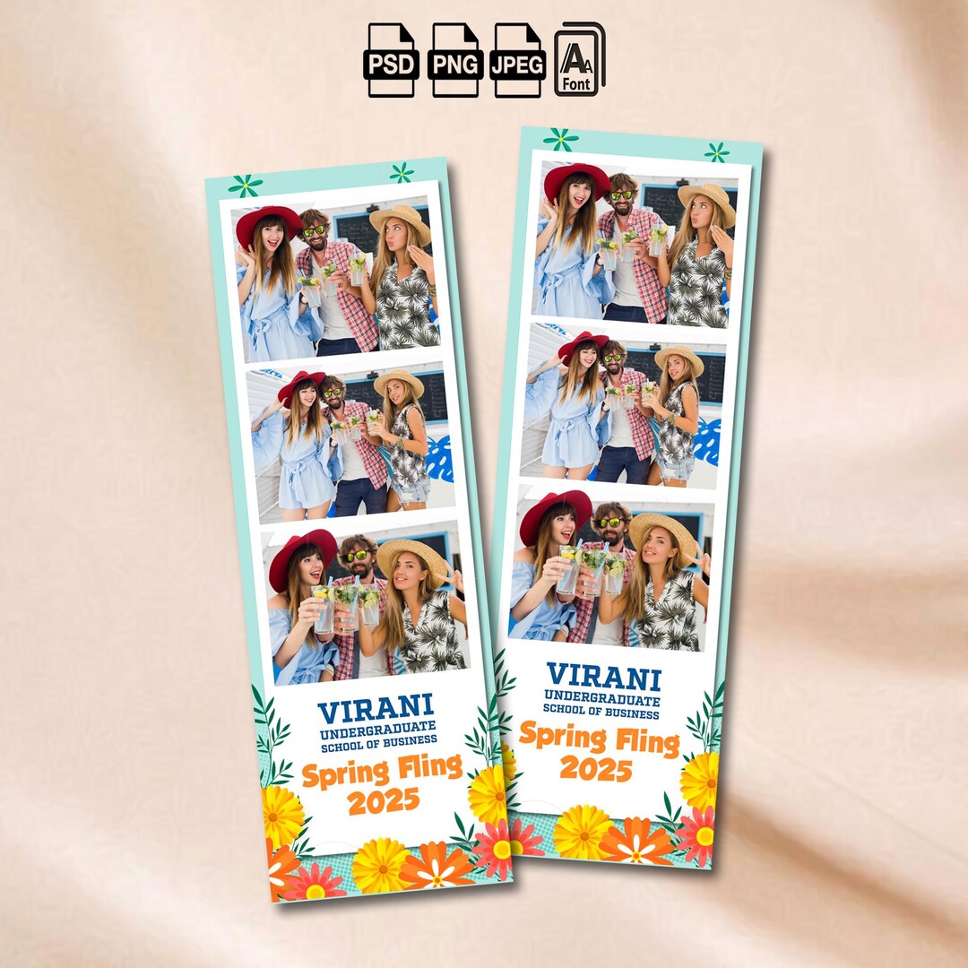 Spring Fling Photobooth Template Spring Party Photo Booth Overlay 2x6 ...
