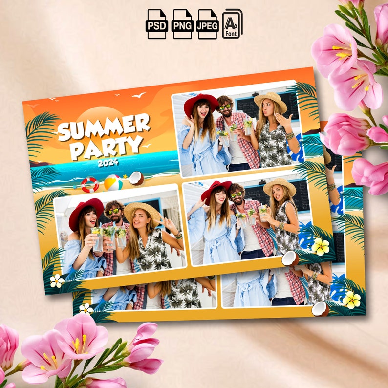 Summer Party Photobooth Template Tropical Party Photo Booth Template ...