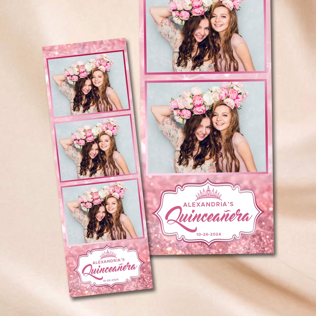 Rose Gold Photobooth Template Birthday Pink Quinceañera Photo Booth ...