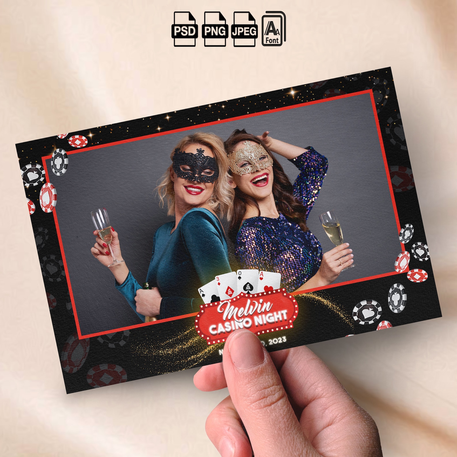 Casino Night Party Photobooth Template Casino Photo Booth Overlay 4x6 ...