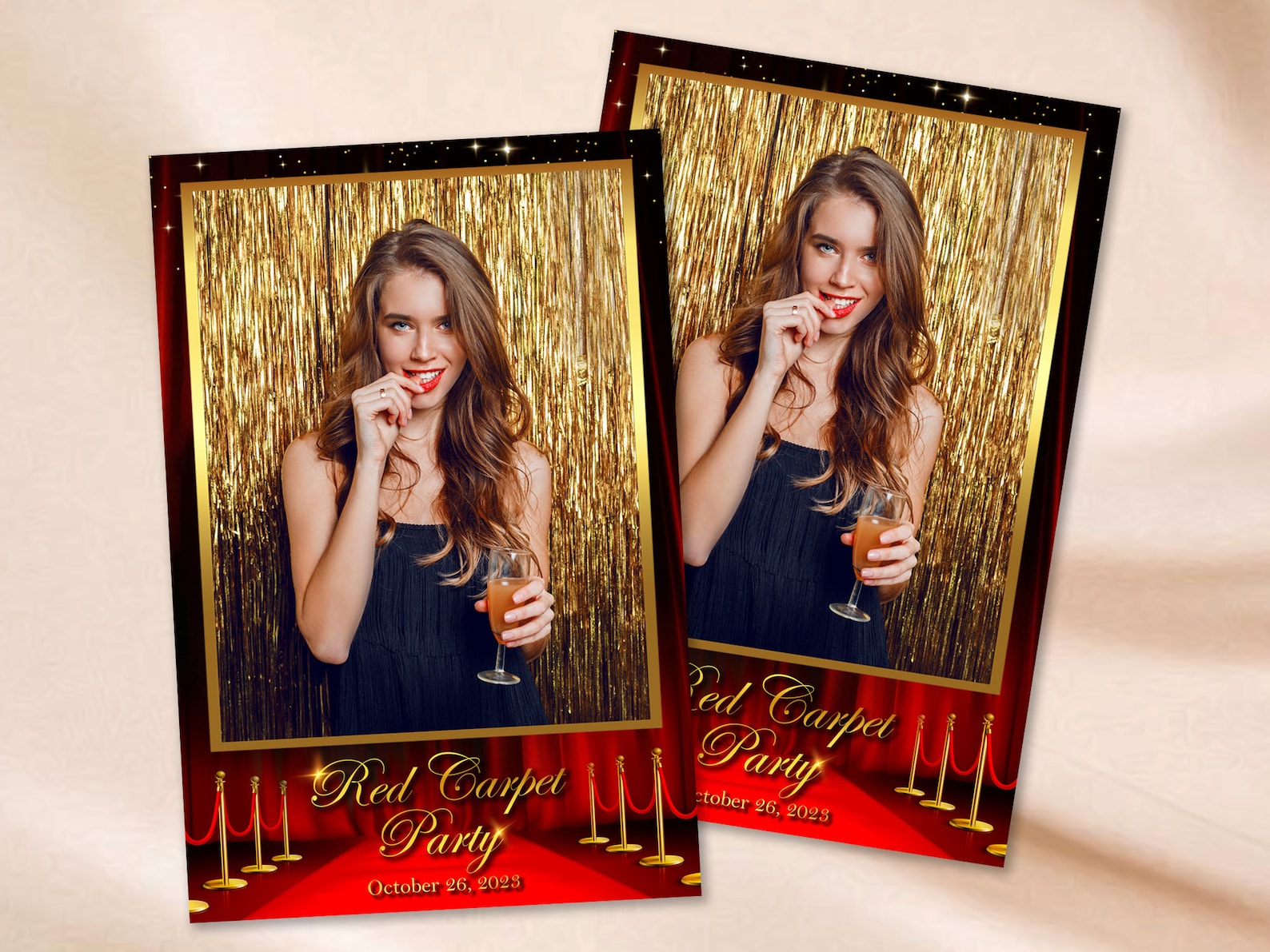 Red Carpet Photobooth Template Black With Gold and Red 4x6 Overlay ...