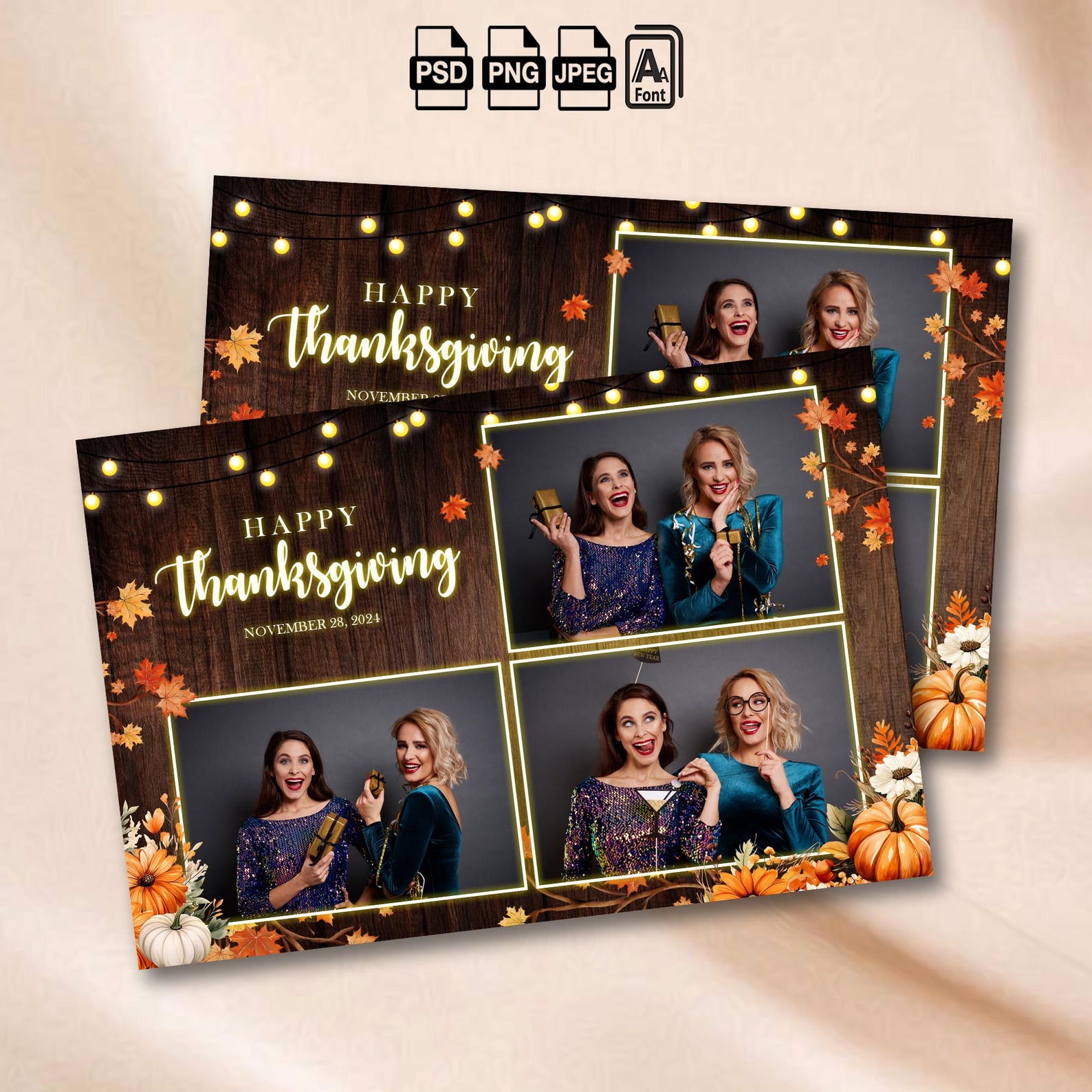 Thanksgiving Photobooth Template Autumn Festival Photo Booth Template ...