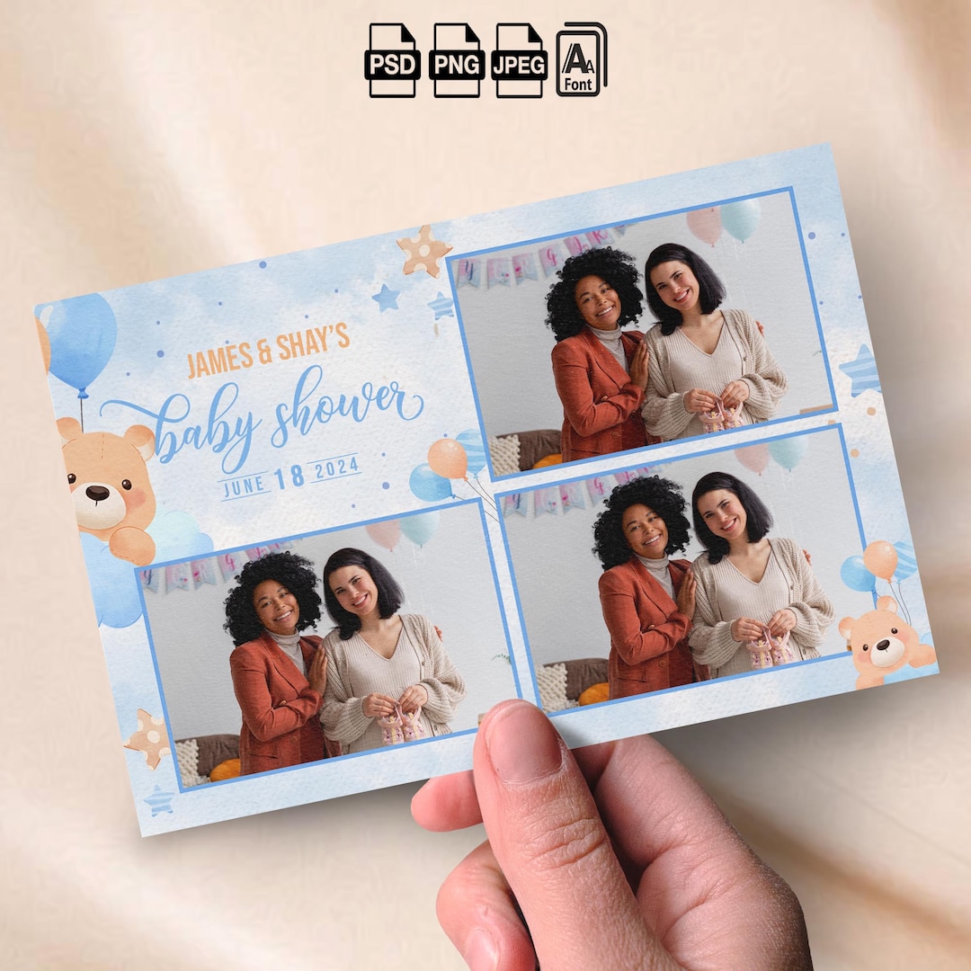 Baby Shower Photobooth Template Boy Photo Booth Template 4x6 Strip Oh ...