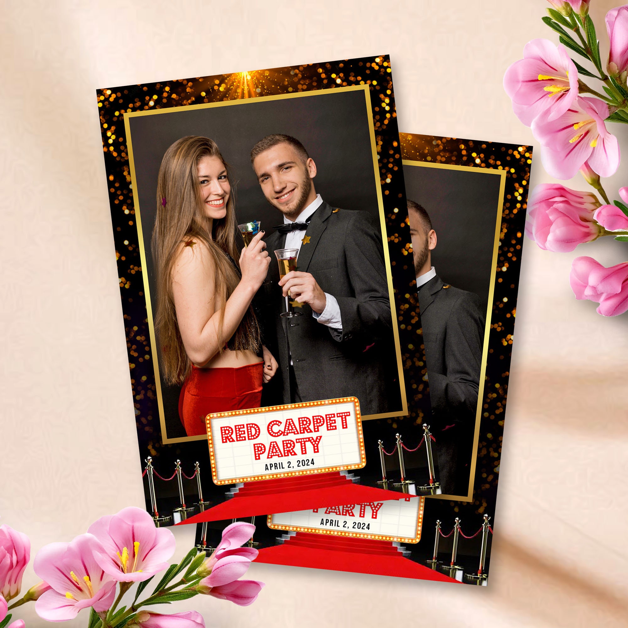 Red Carpet Photobooth Template Hollywood Party Photo Booth Overlay 4x6 ...