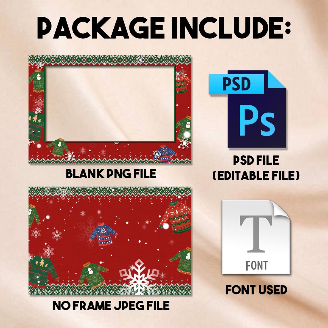 Ugly Sweater Photobooth Template Christmas Party Photo Booth Template ...
