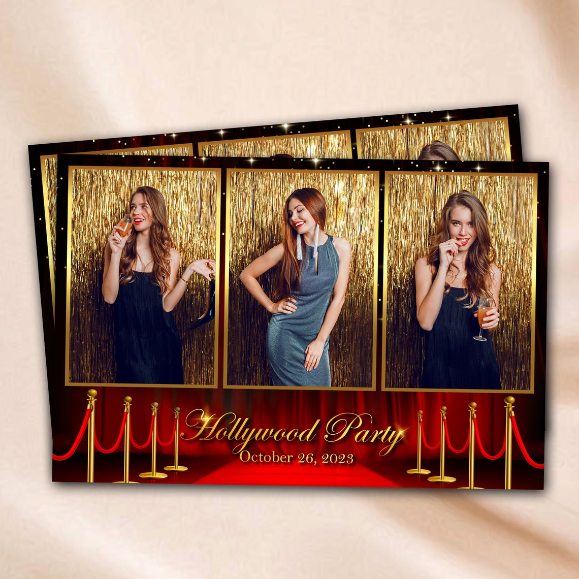 Red Carpet Photobooth Template Black With Gold and Red 4x6 Overlay ...