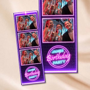 Neon Photo Booth Template for Birthday and Disco Lighting Photobooth ...