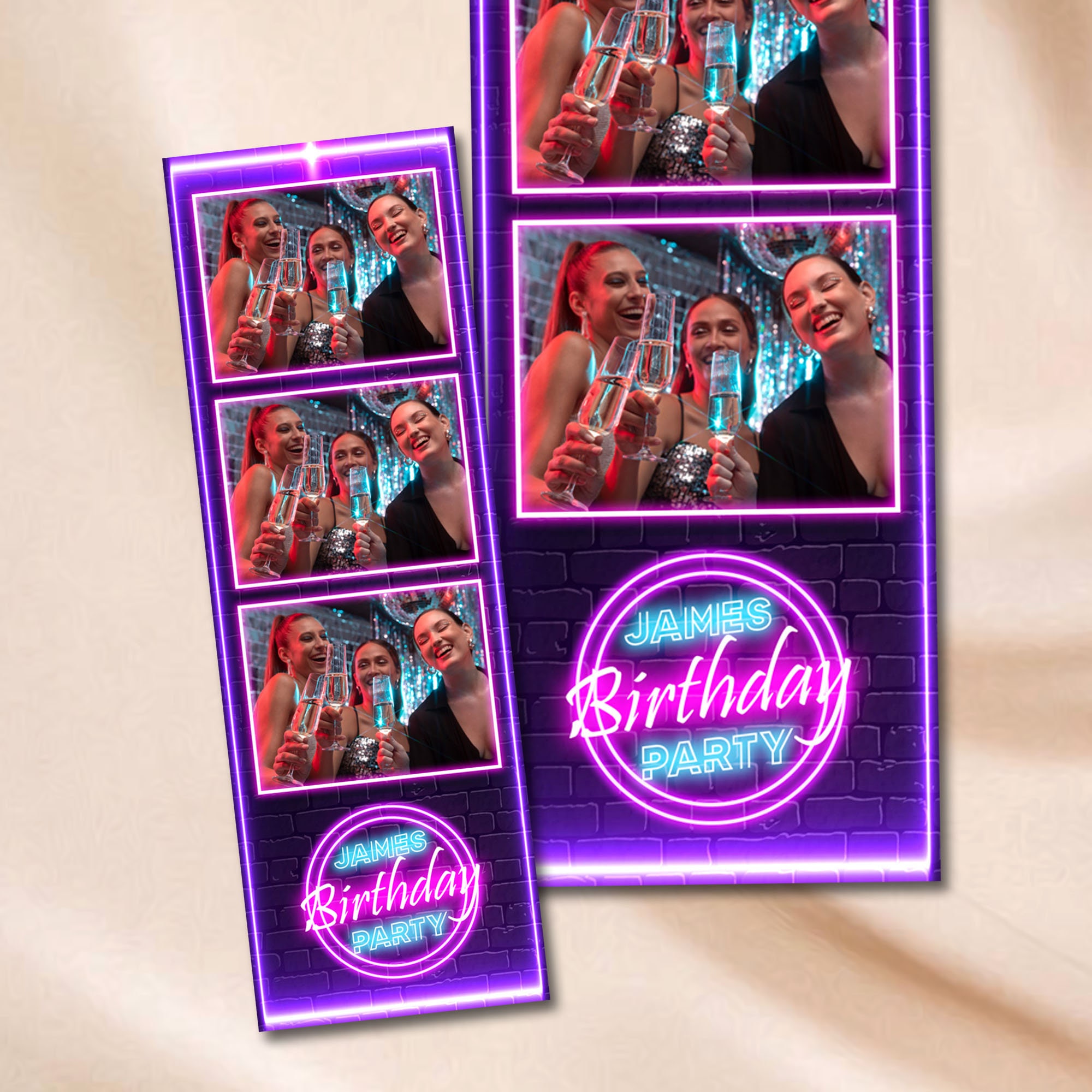 Neon Photo Booth Template for Birthday and Disco Lighting Photobooth ...