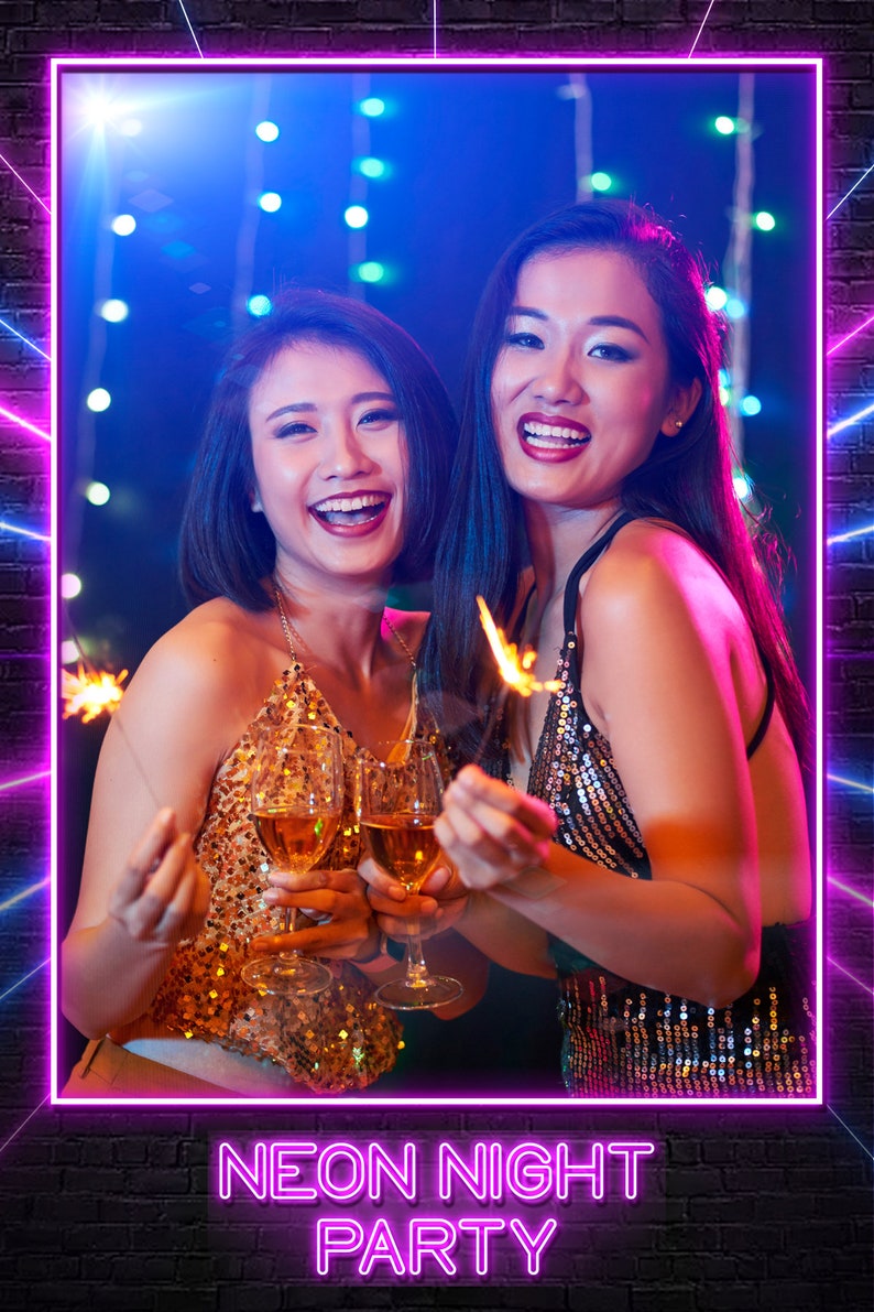 Neon Photobooth Template Neon Photo Booth Template Neon Lights 4x6 ...