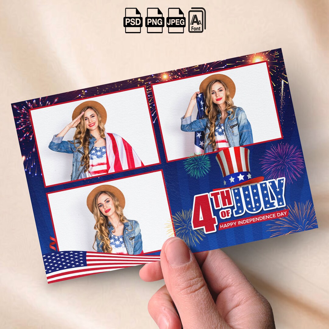 4th of July Photobooth Template US Independence Day Photo Booth ...