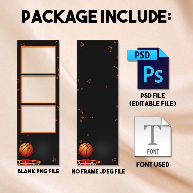 Birthday Photobooth Template Basketball Photo Booth Template Black ...