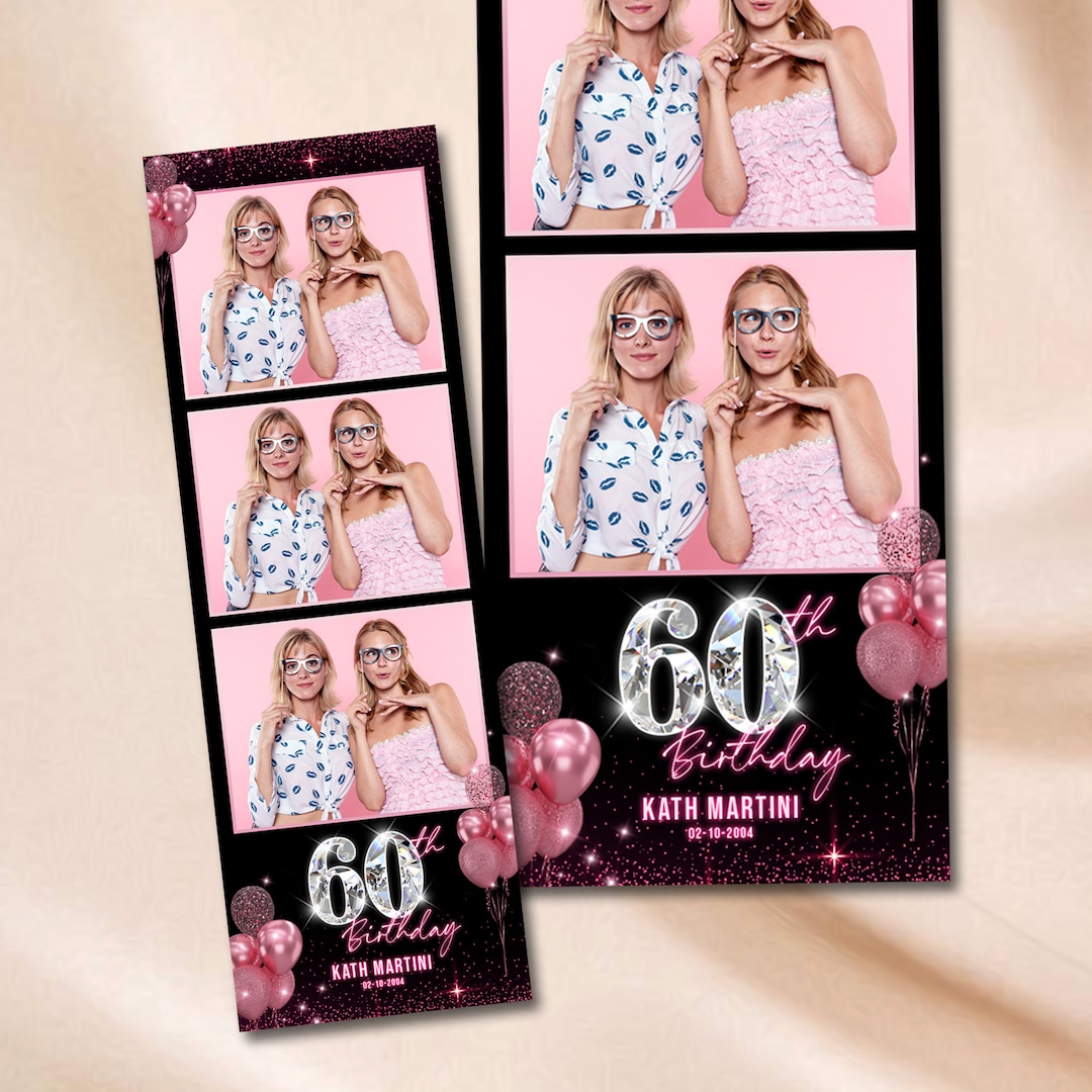 Birthday Photobooth Template Black and Pink Photo Booth Template 2x6 ...