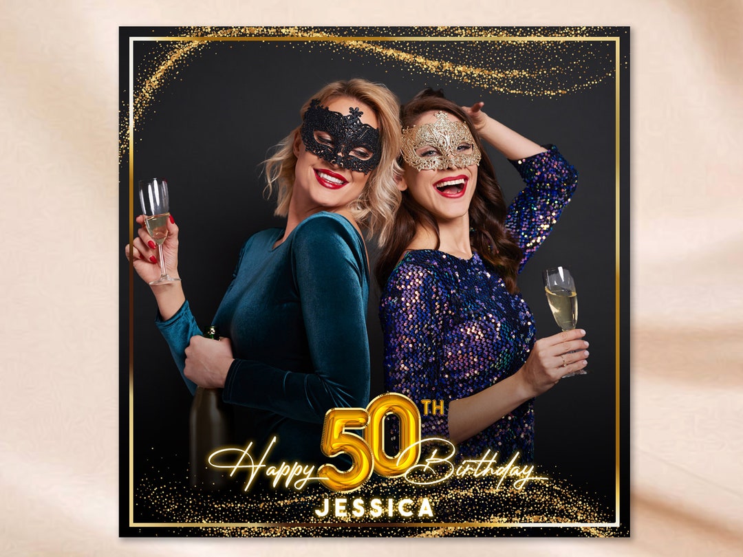 Golden Birthday Party 360 Booth Template 50th Birthday 360booth Overlay ...