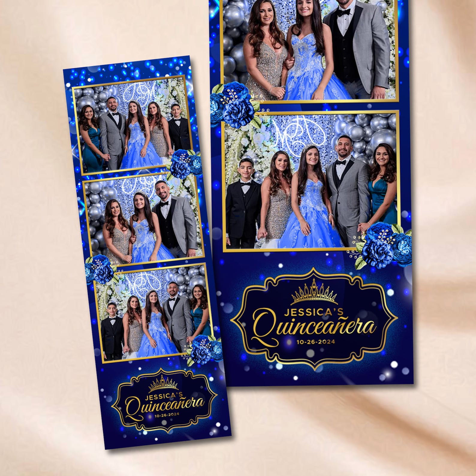 Royal Blue Photobooth Template Birthday Navy Blue Quinceañera Photo ...