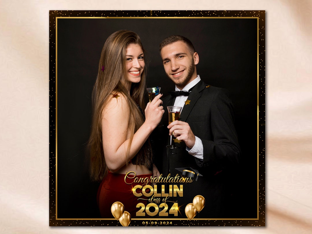 Graduation 360 Booth Template Black and Gold 360booth Overlay 360 Photo ...