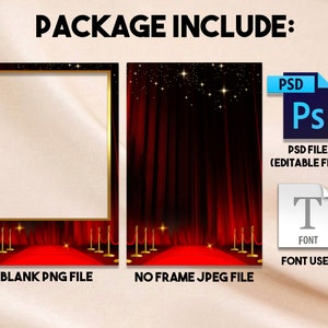 Red Carpet Photobooth Template Black With Gold and Red 4x6 Overlay ...